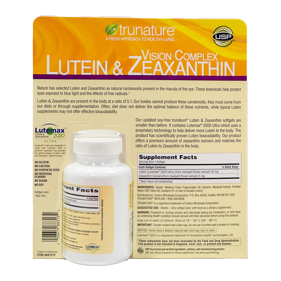 Trunature Vision Complex Lutein & Zeaxanthin, 140 Softgels – BunnyDepot